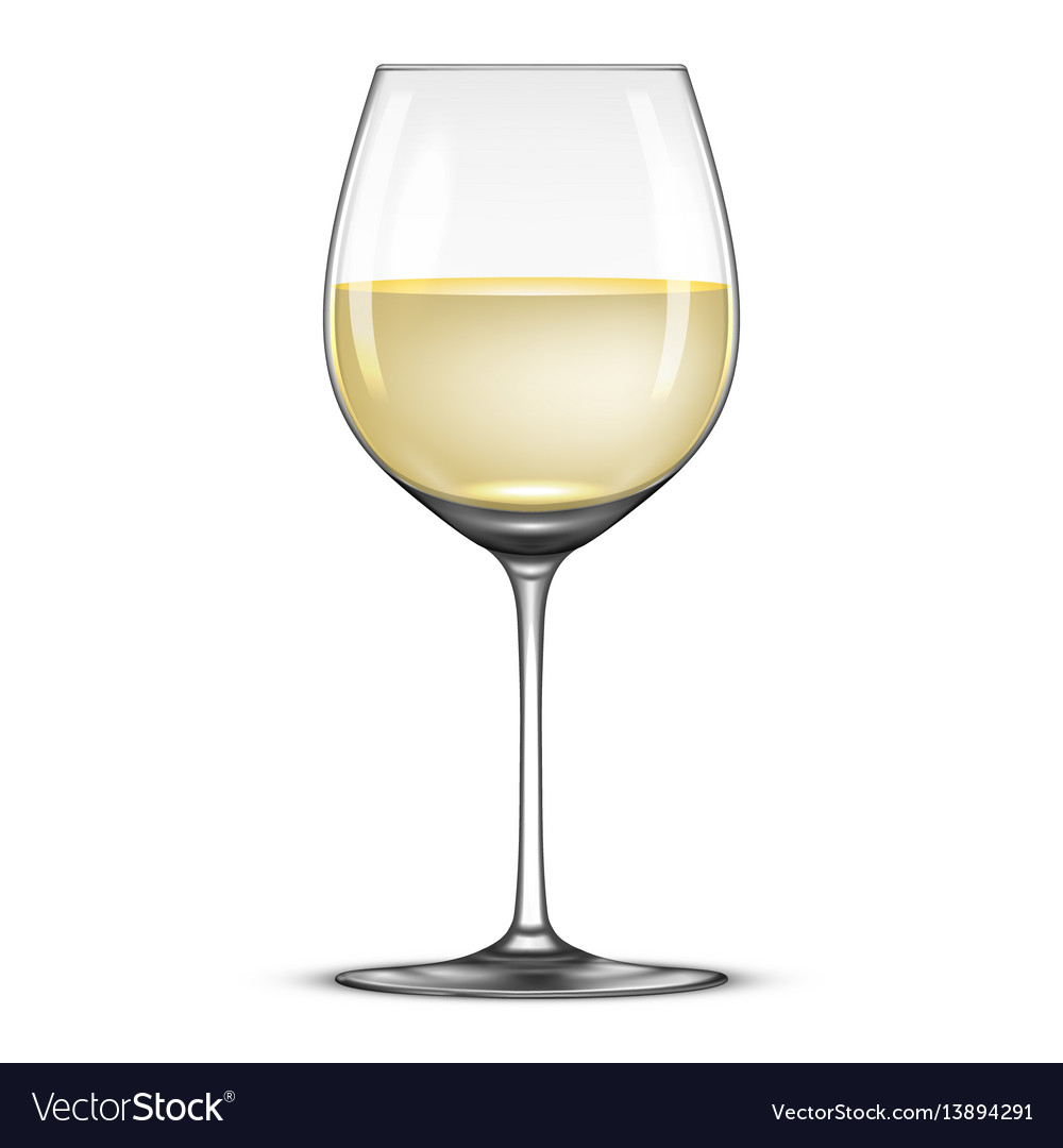 Realistic wineglass with white wine icon Vector Image
