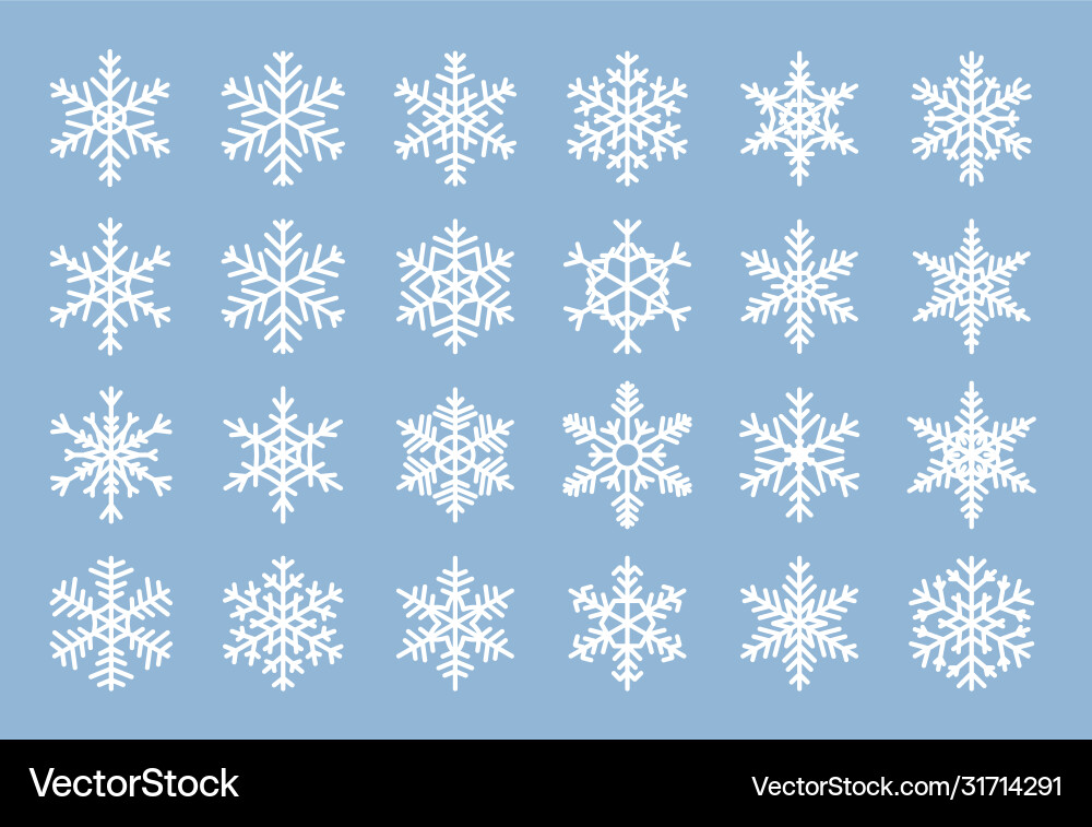 Snowflakes flat icon winter ice crystal set Vector Image