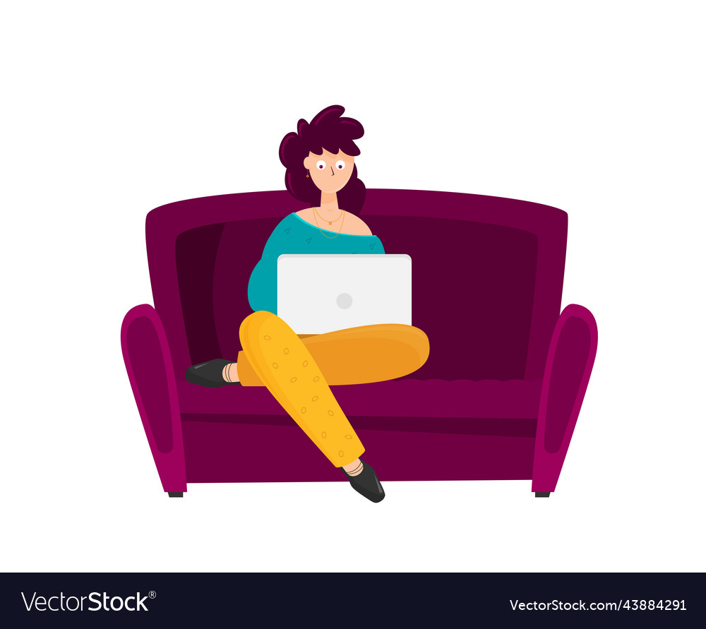 Woman Is Working On The Development Flat Vector Image