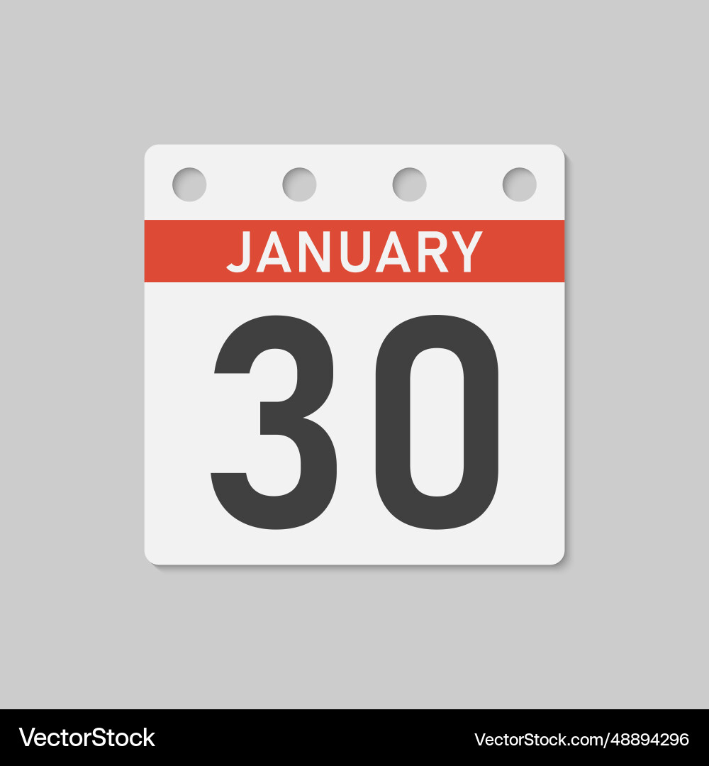 Icon page calendar day - 30 january Royalty Free Vector