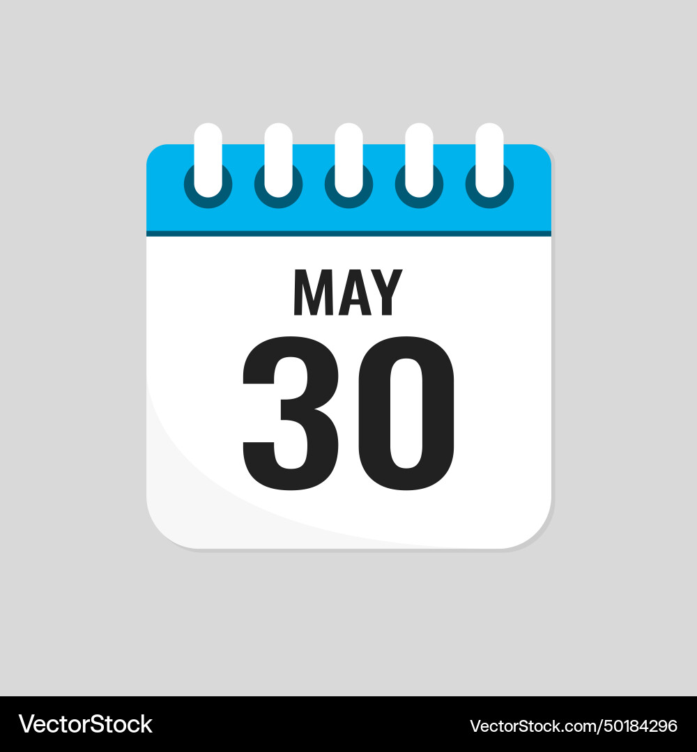 Icon page calendar day - 30 may Royalty Free Vector Image