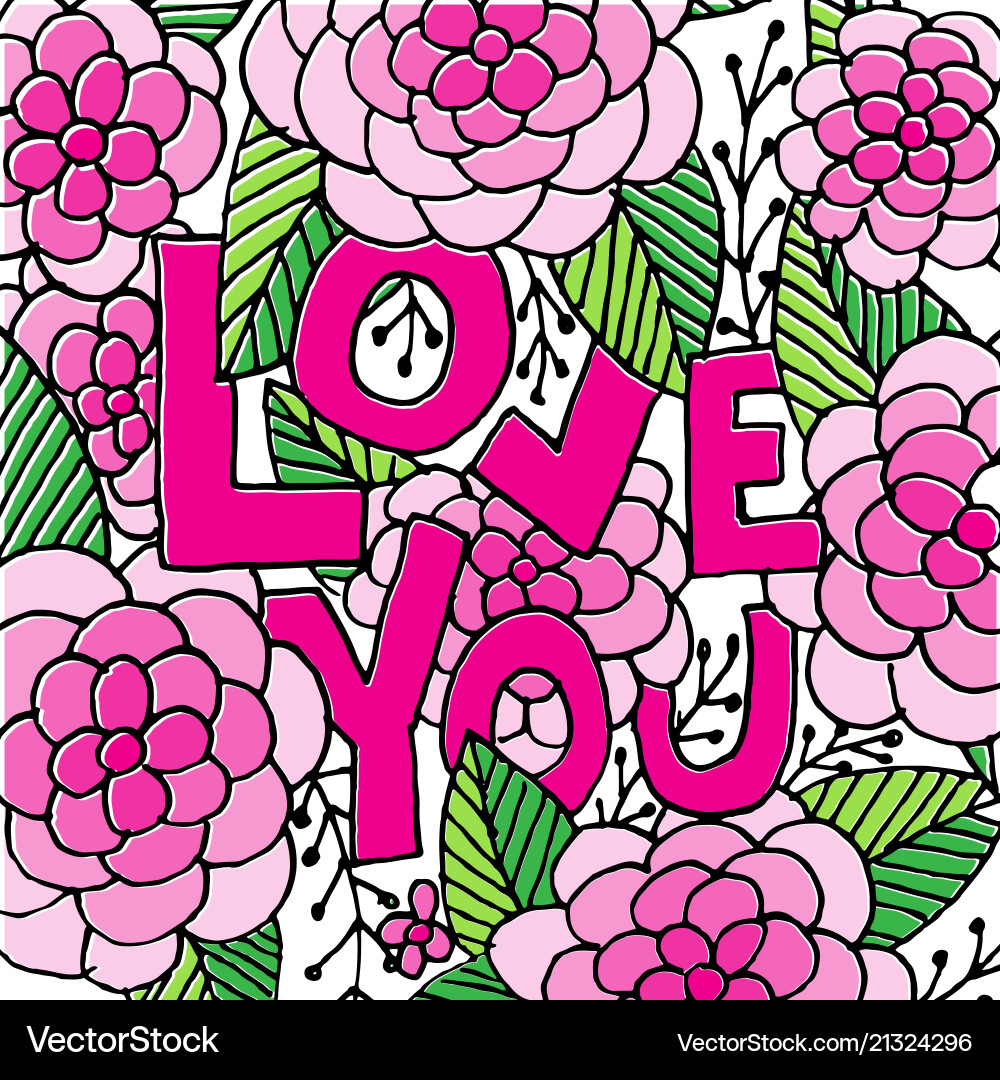 Love you hand lettering Royalty Free Vector Image