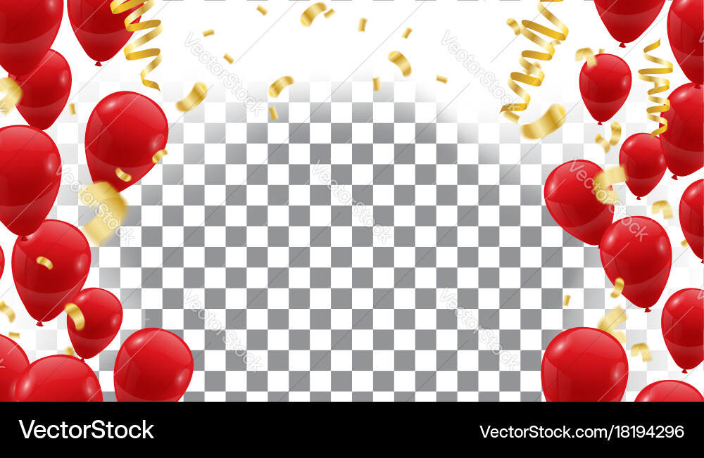 Poster with shiny red balloons on translucent Vector Image