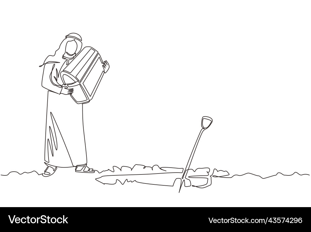 Single one line drawing arab businessman walking Vector Image