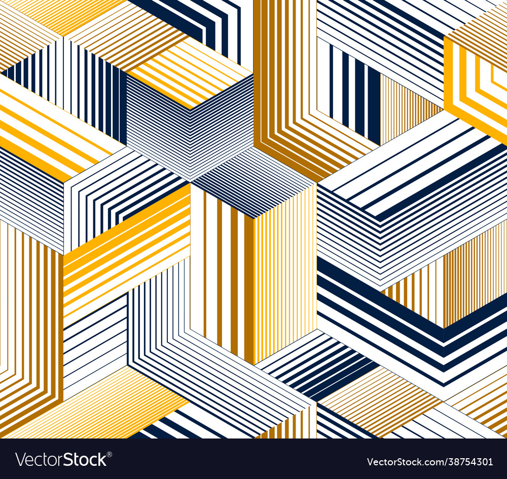 3d cubes seamless pattern background lined Vector Image