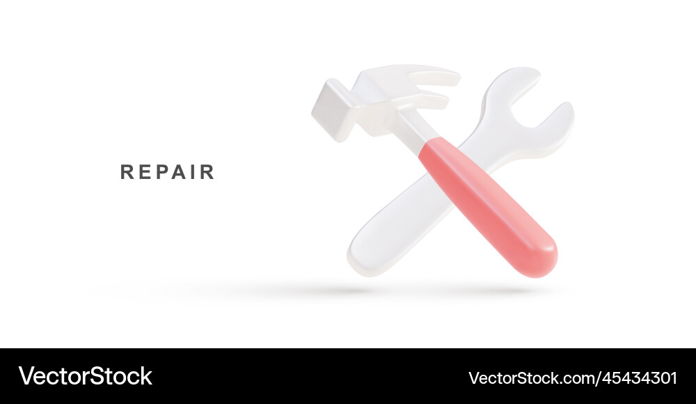 3d realistic simple repair icon with hammer Vector Image