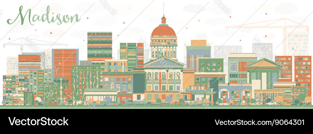 Abstract madison skyline with color buildings Vector Image