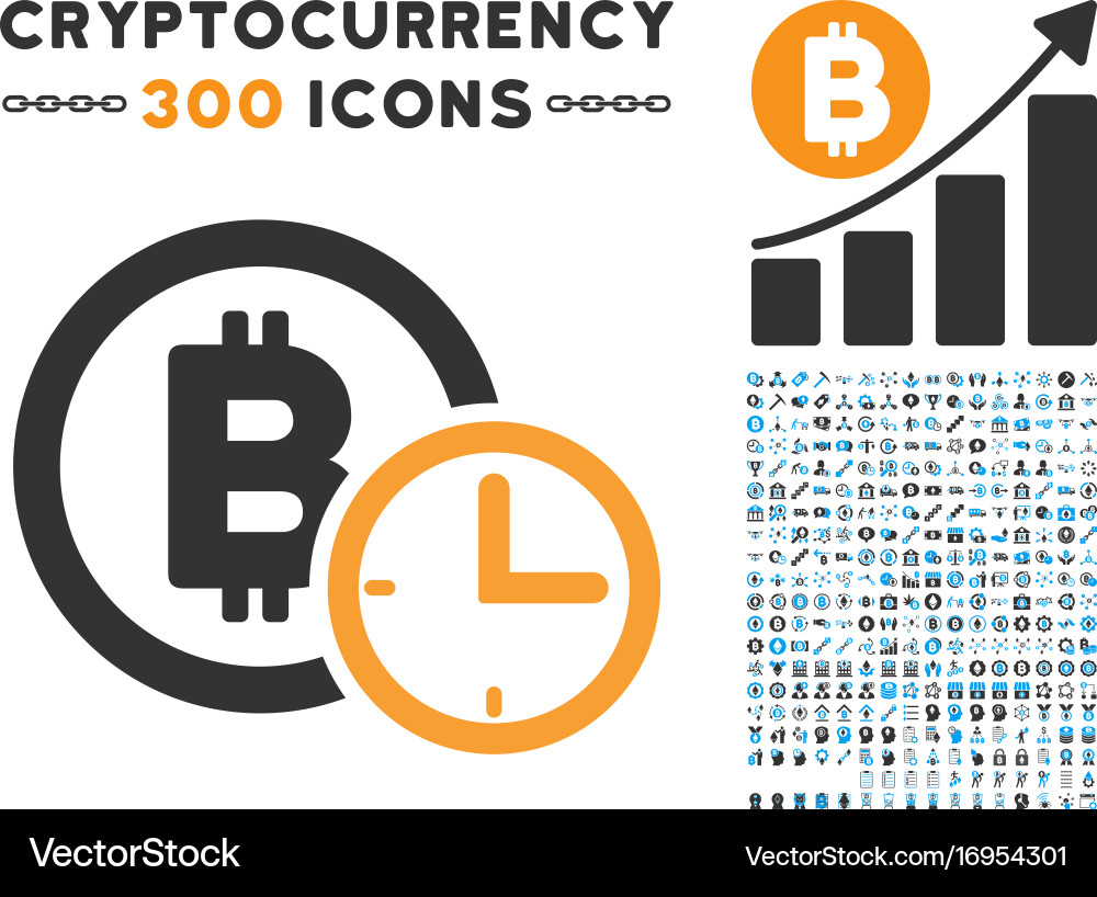Bitcoin credit time flat icon with clip art Vector Image