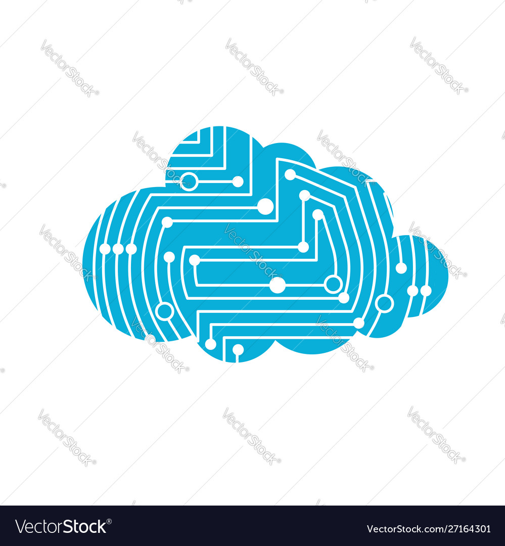 Digital cloud printed circuit eddy computer Vector Image