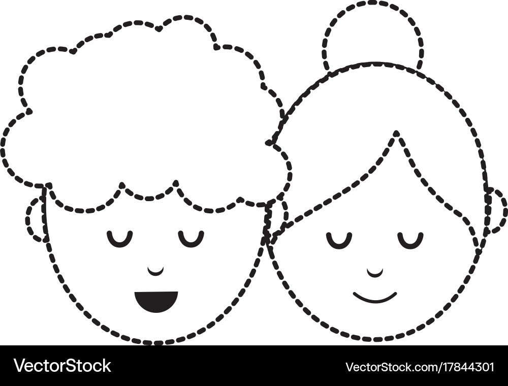 Dotted shape social clouple head with hairstyle Vector Image