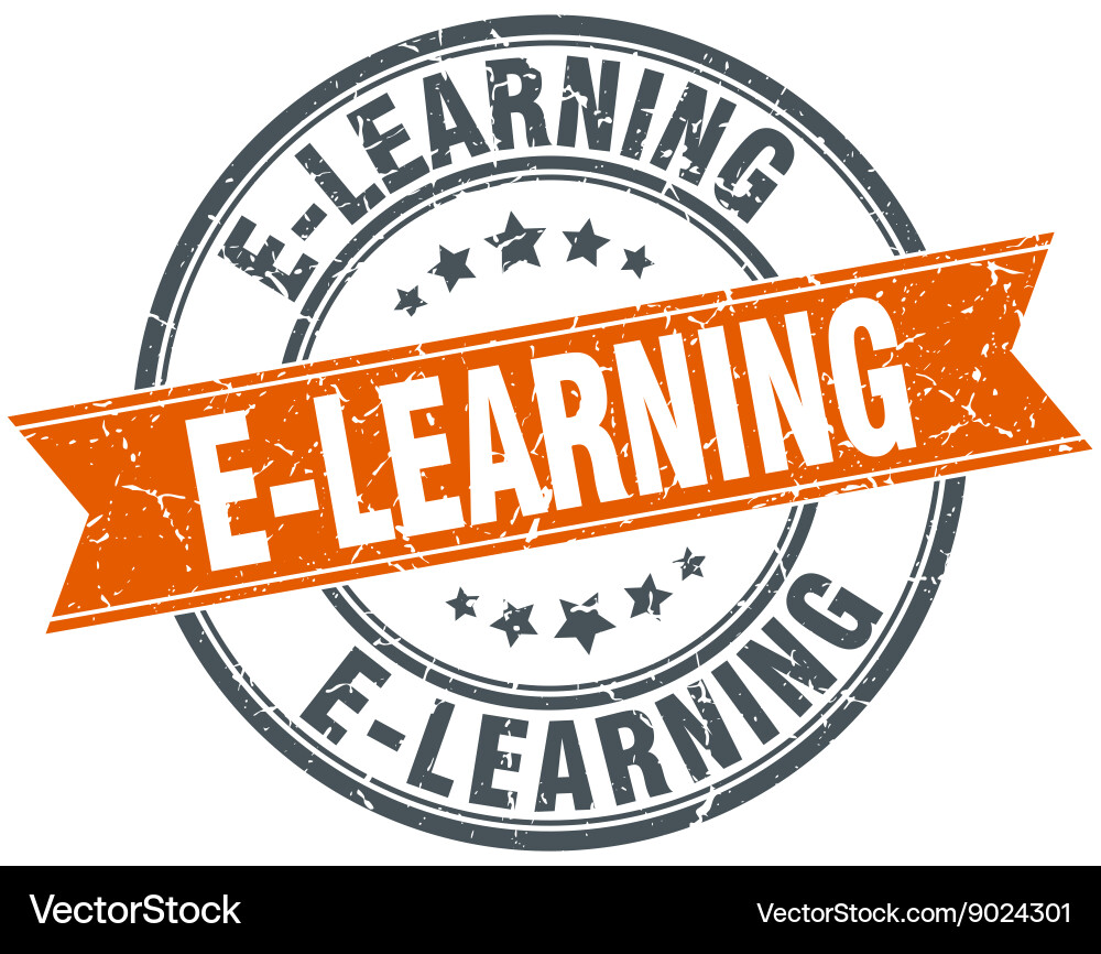 E-learning round orange grungy vintage isolated Vector Image