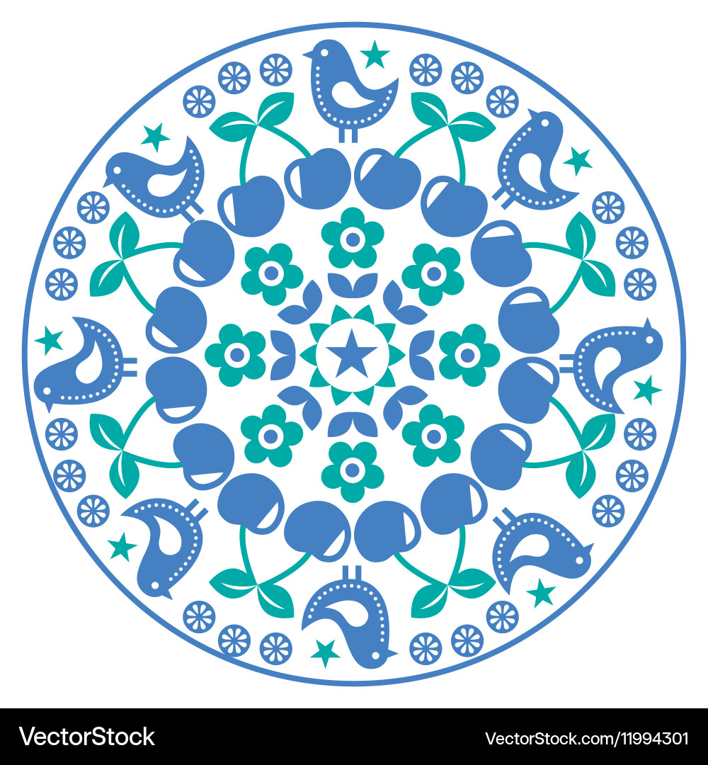 Finnish inspired round folk art pattern - scandina