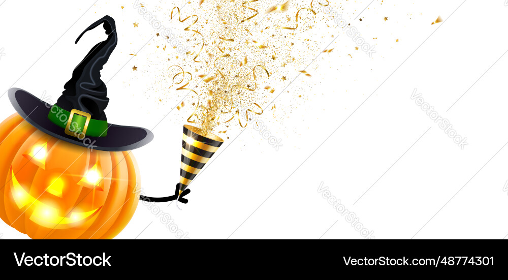 Funny halloween pumpkin and explosion party Vector Image