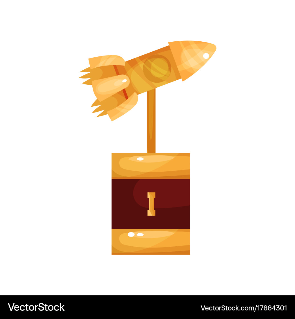 Golden rocket award trophy statuette cartoon Vector Image