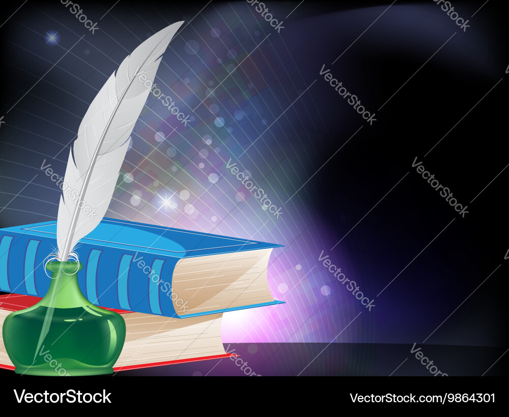 Hardcover books pen and ink Royalty Free Vector Image
