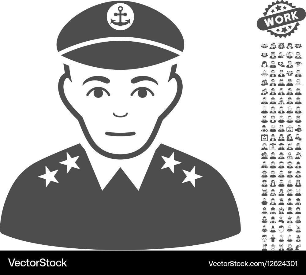 Military captain icon with bonus Royalty Free Vector Image