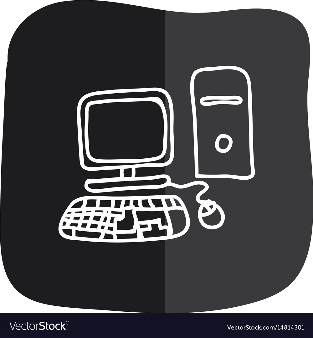 Pc technology doodle Royalty Free Vector Image