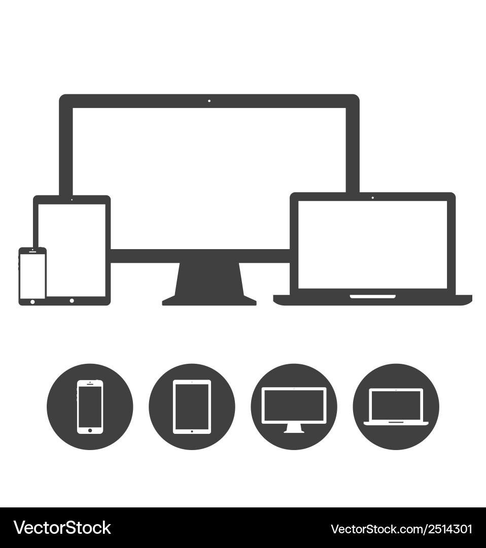 Set display laptop tablet and mobile phones Vector Image