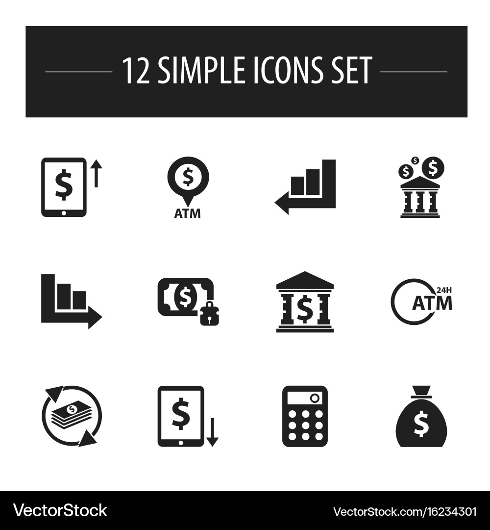 Set of 12 editable financial icons includes Vector Image