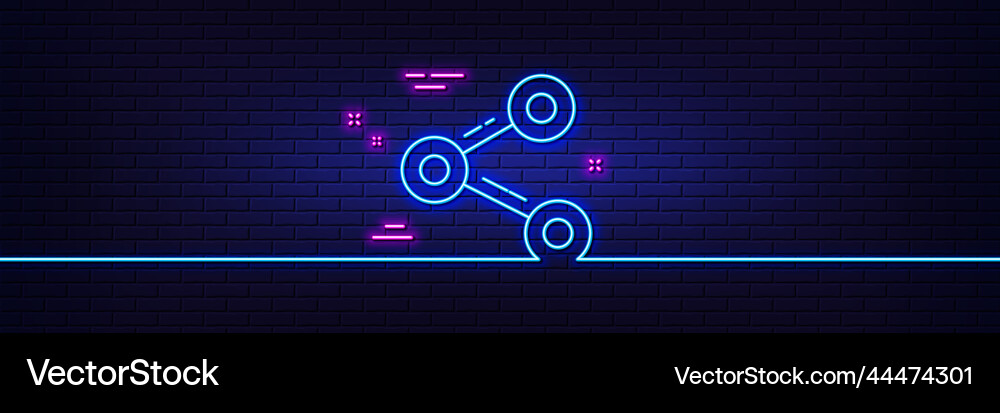 Share line icon social media sign neon light Vector Image