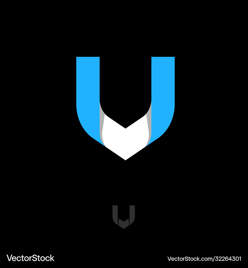 V letter monogram consist blue-white ribbon Vector Image