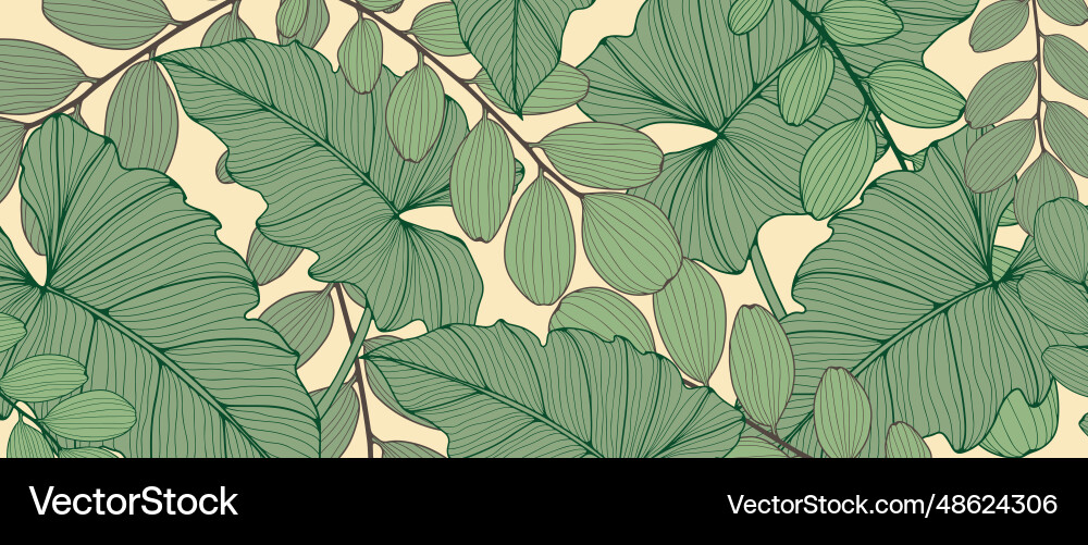 Botanical green background with tropical plants Vector Image