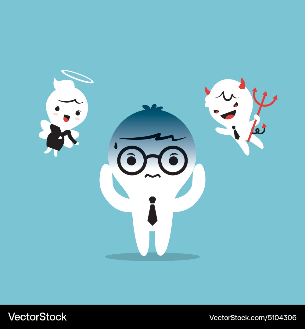 Businessman confused between being good or bad Vector Image