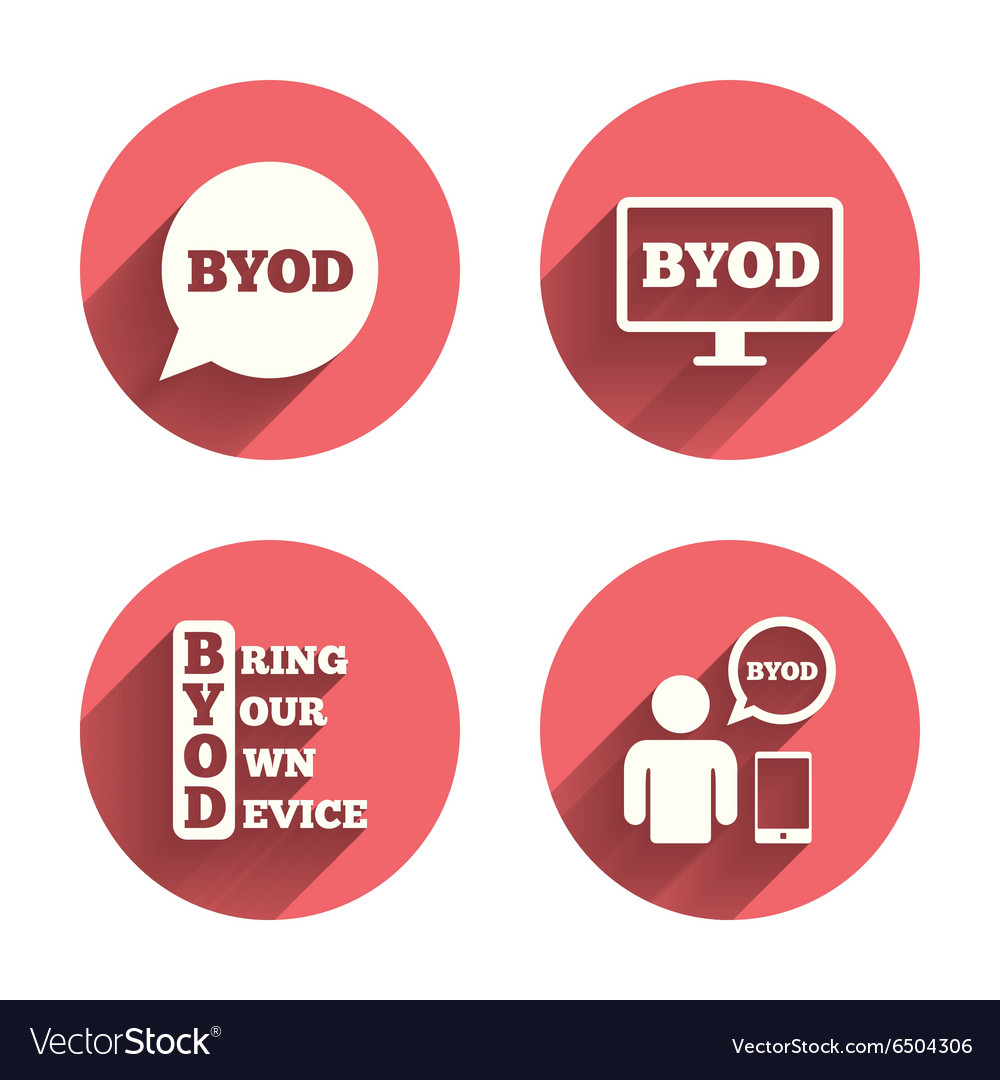 BYOD signs Human with notebook and smartphone Vector Image