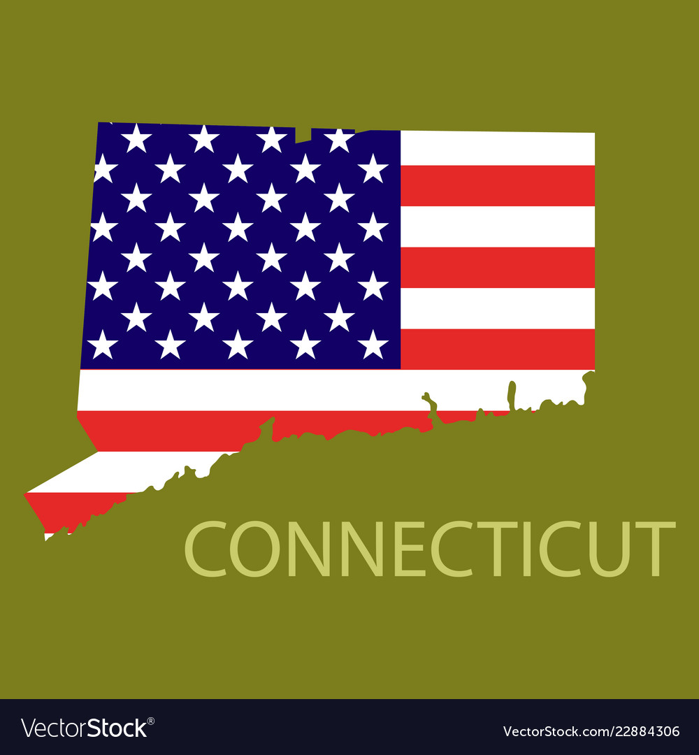 Conncticut state of america with map flag print Vector Image