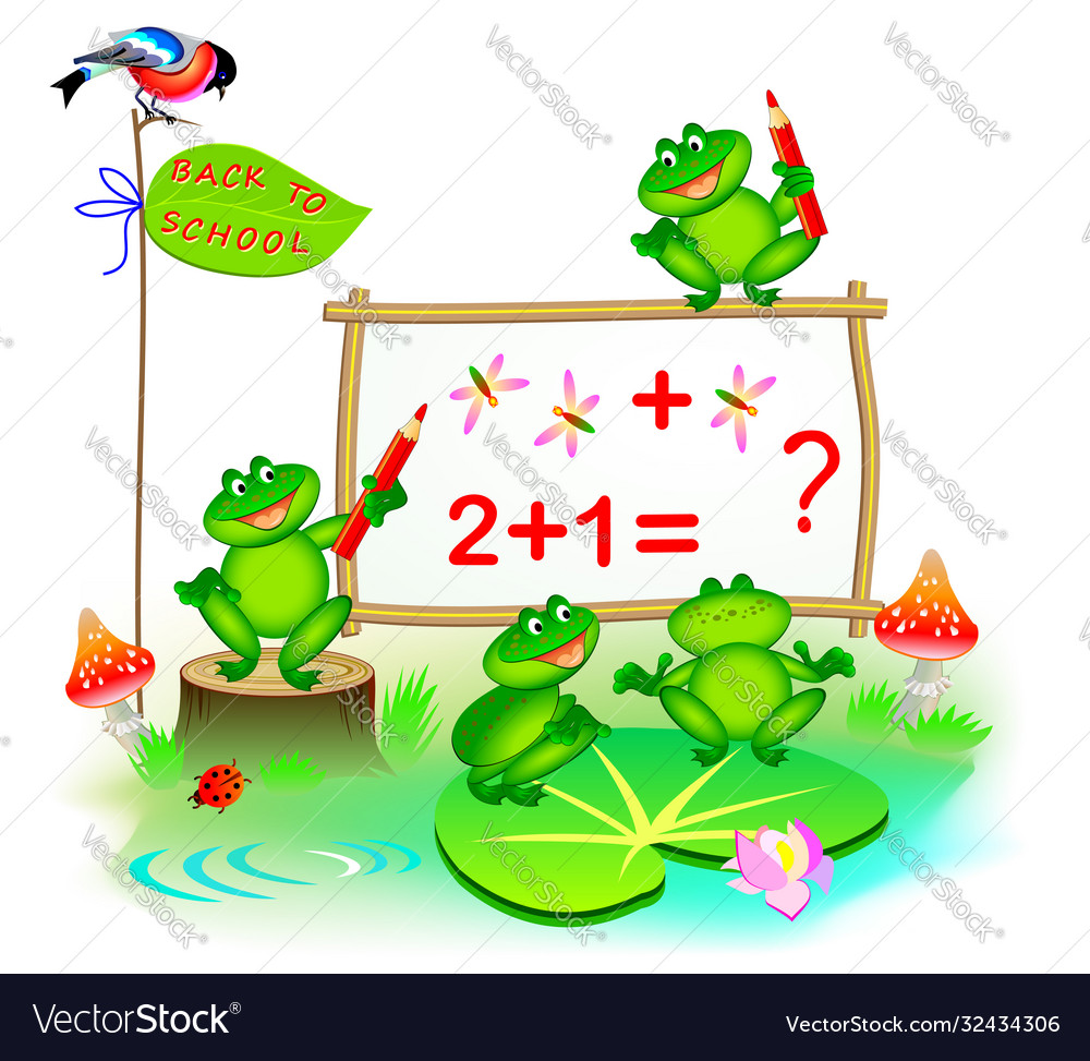 Fantasy cute little frogs learning to count Vector Image