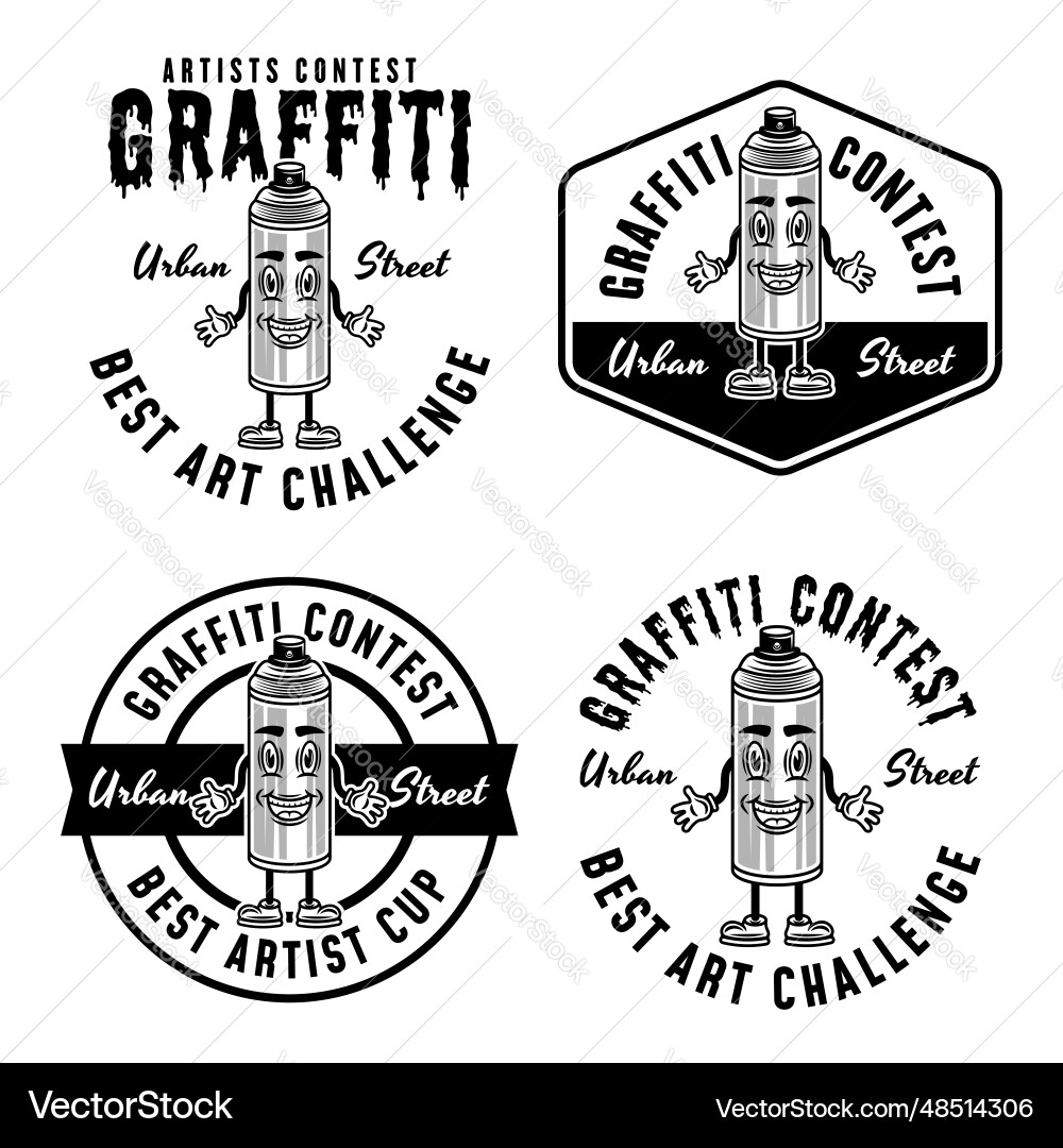 Graffiti contest set of monochrome emblems Vector Image