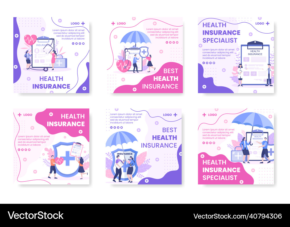Health care insurance post template flat design Vector Image