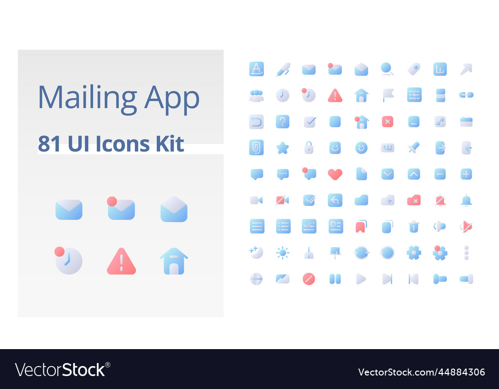 Mailing app functions pixel perfect flat gradient Vector Image