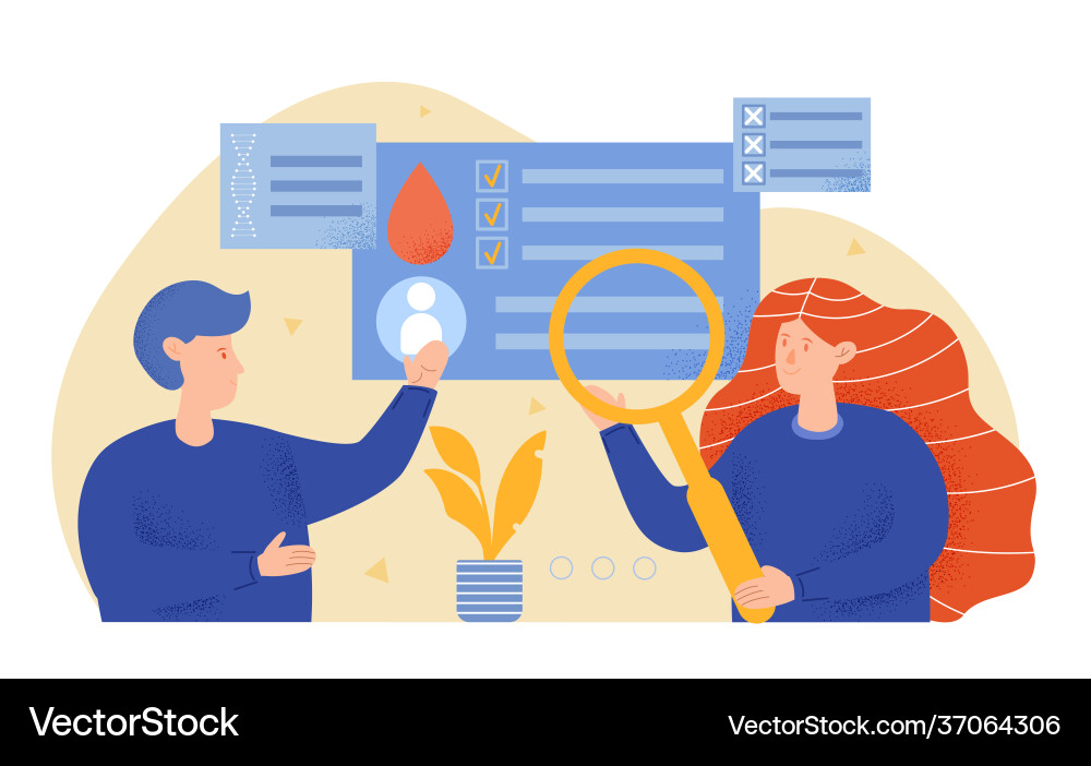 Patient making blood pressure test and dna Vector Image