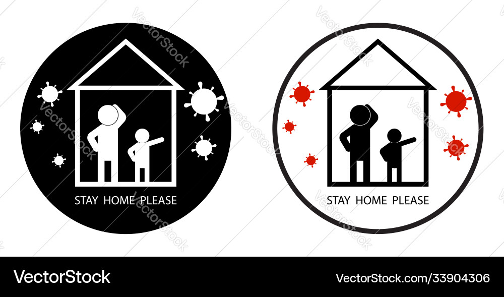 Please stay at home logo keep healthy and help Vector Image
