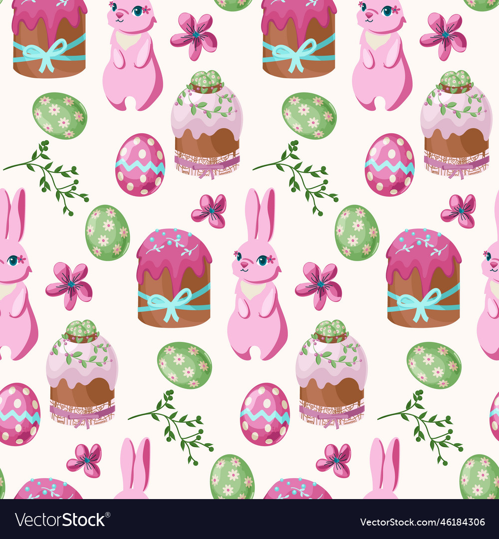 Seamless easter pattern easter bunny easter Vector Image