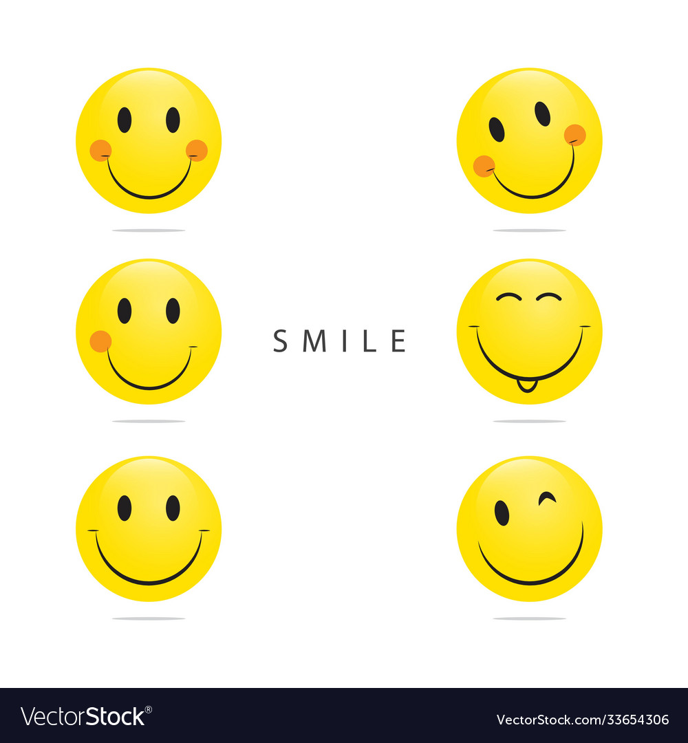 Smile emoticon template design Royalty Free Vector Image
