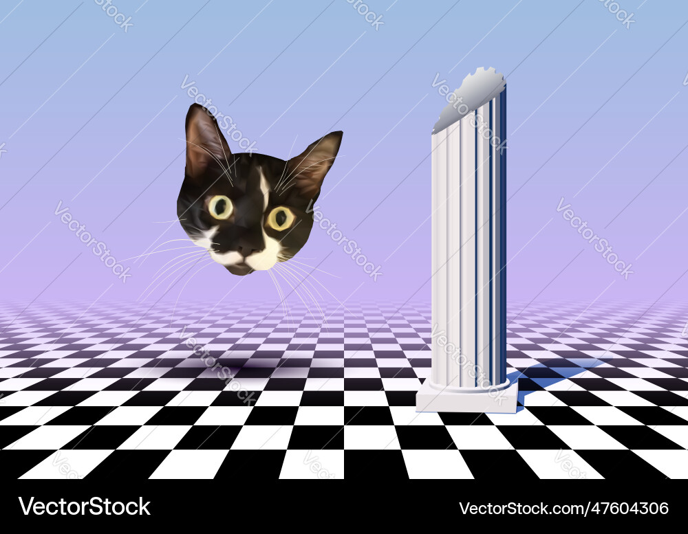 Vaporwave styled landscape with checkered floor Vector Image