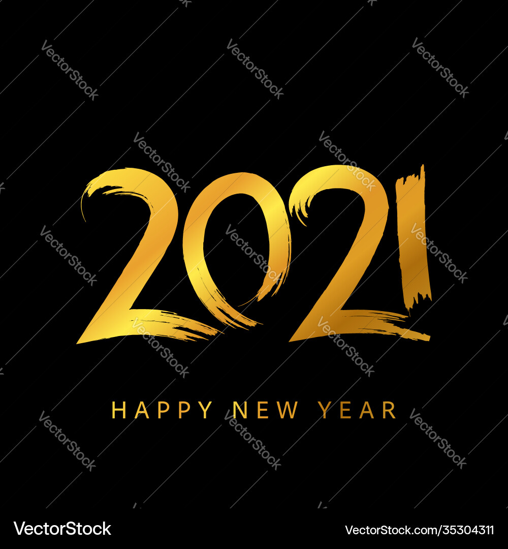 2021 happy new year handwritten calligraphy text Vector Image