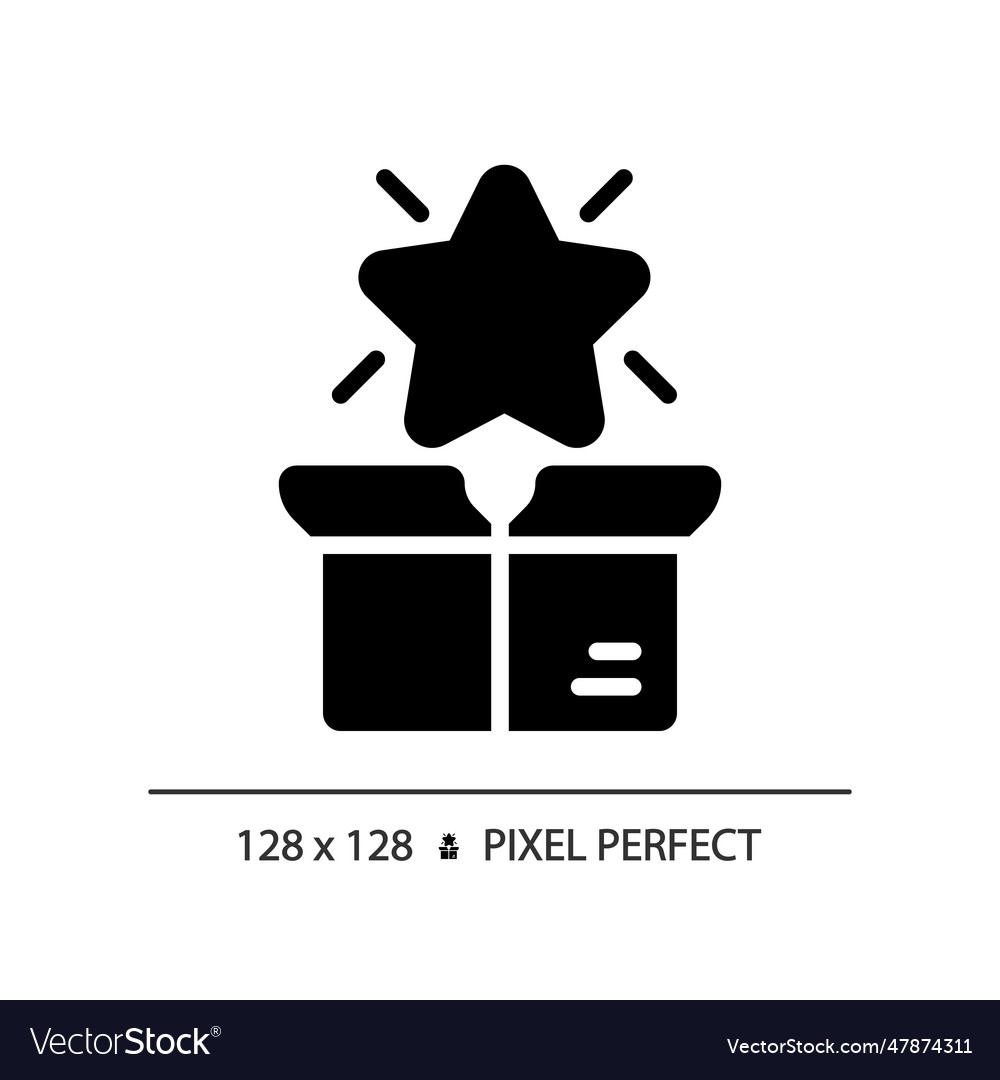 2d star over box solid icon Royalty Free Vector Image