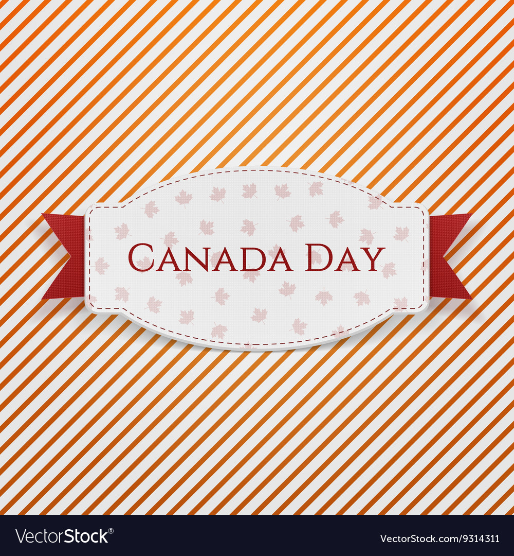 Canada day paper emblem with text and ribbon Vector Image