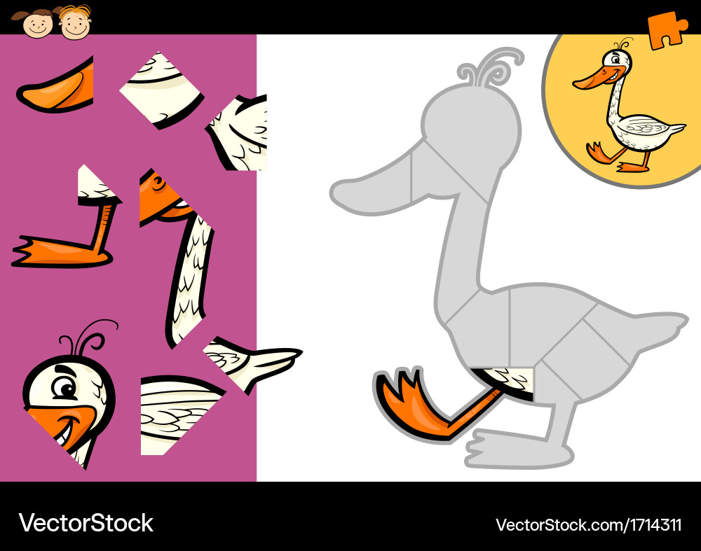 Cartoon farm goose puzzle game Royalty Free Vector Image