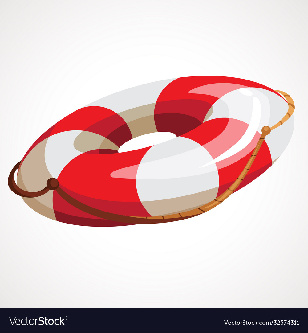 Cartoon striped sea lifebuoy icon Royalty Free Vector Image