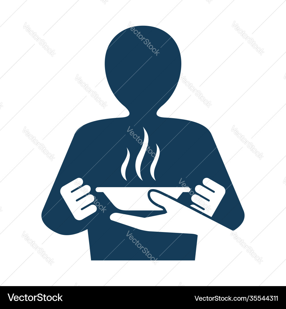 Charity icon - voluntary help for starving people Vector Image