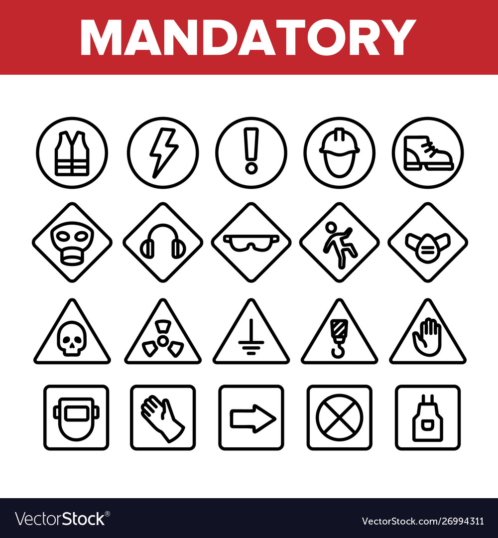 Collection mandatory signs marks icons set Vector Image