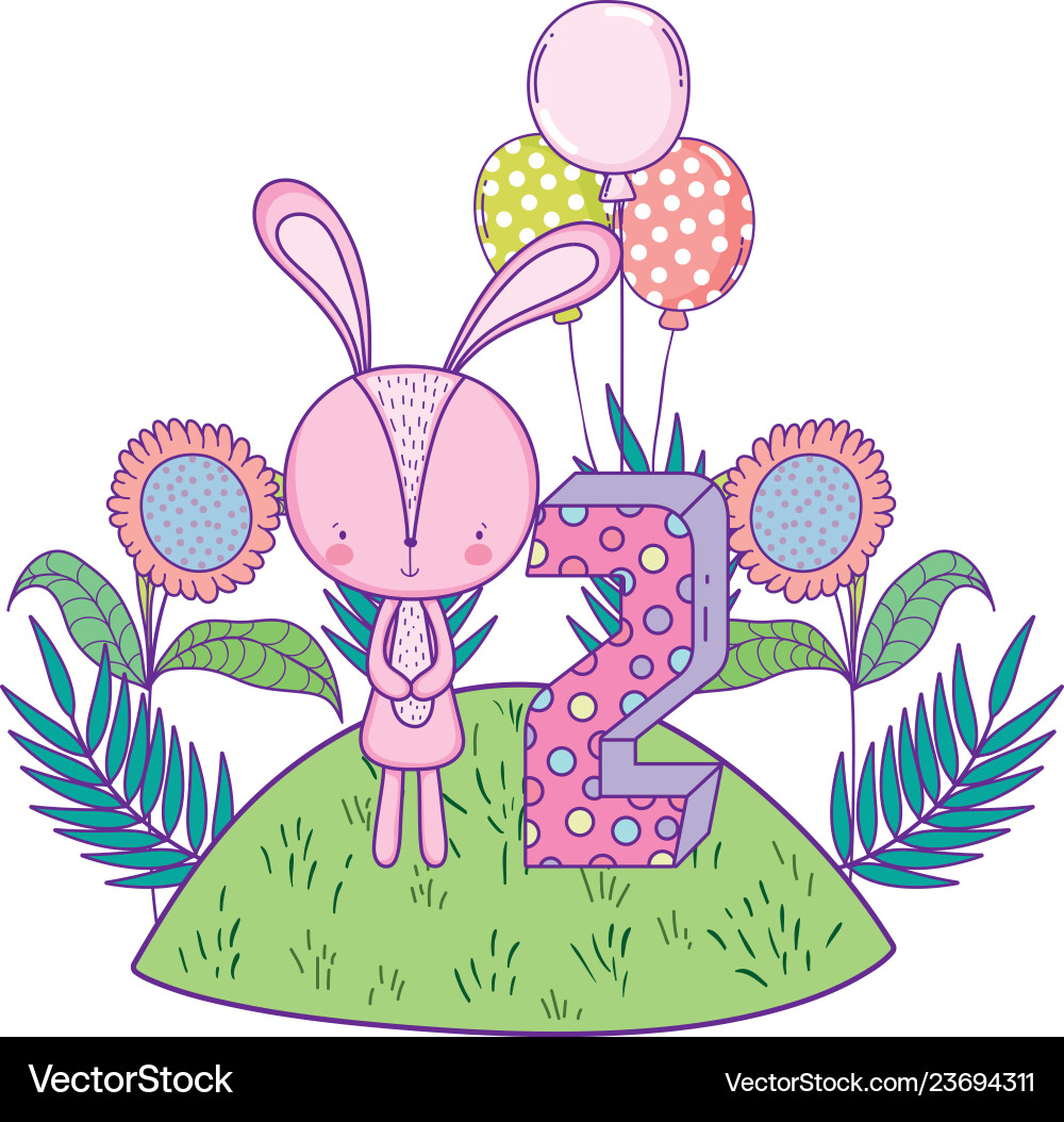 Cute little rabbit with balloons helium Royalty Free Vector