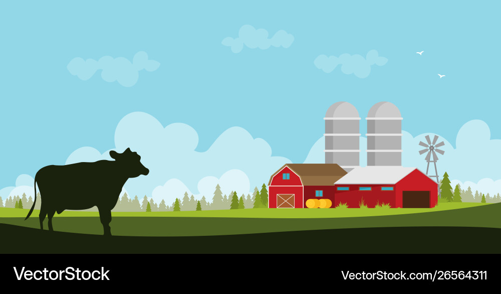 Farm flat landscape natural background organic Vector Image