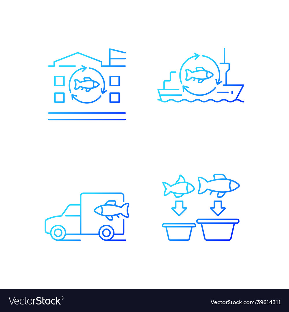Fish processing and transportation gradient Vector Image