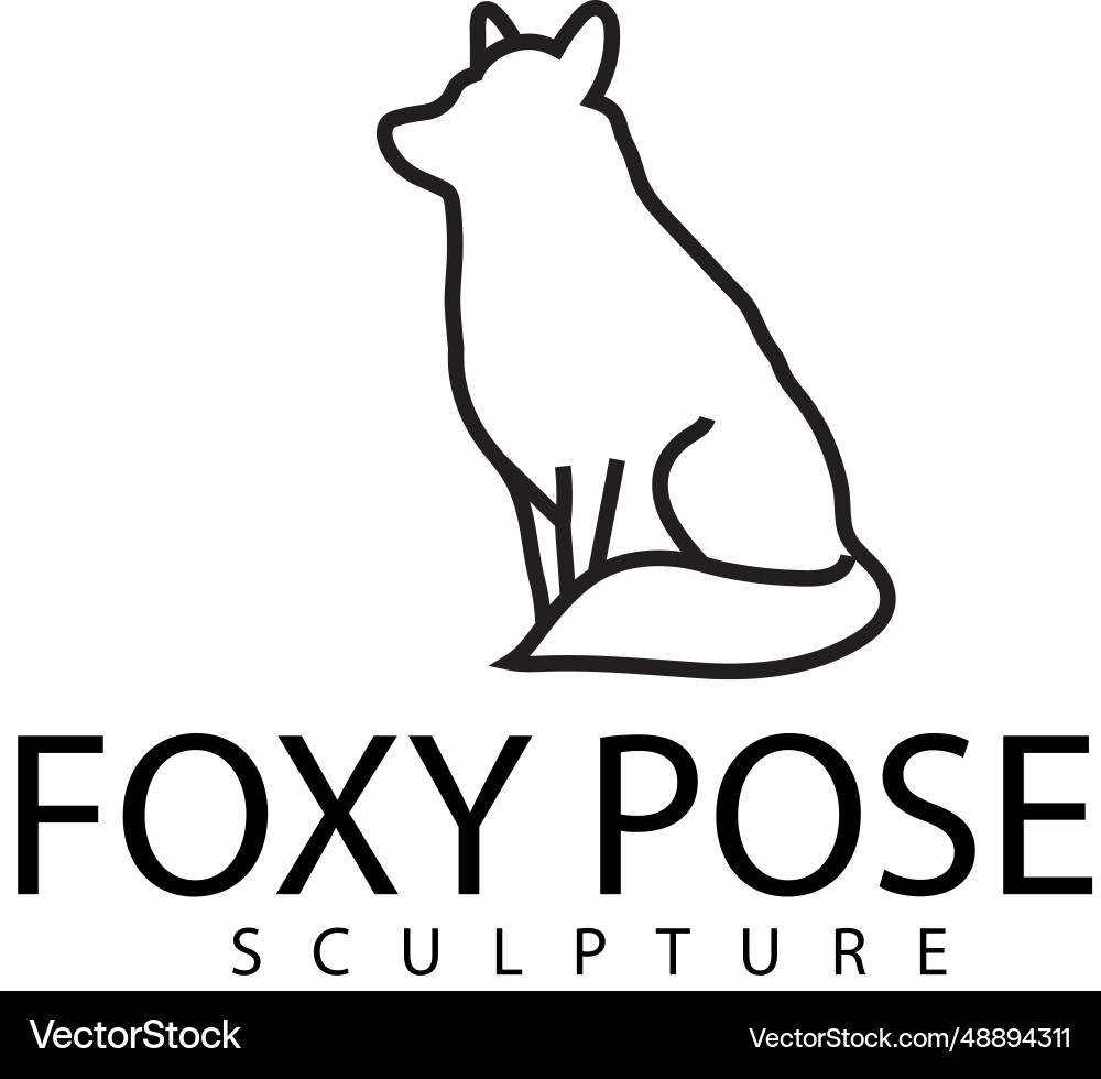 Fox minimal logo icon lineart Royalty Free Vector Image