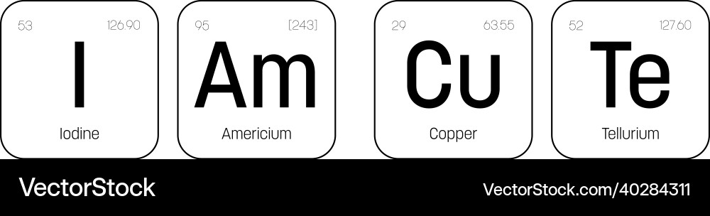 I am cute chemical label style design Royalty Free Vector